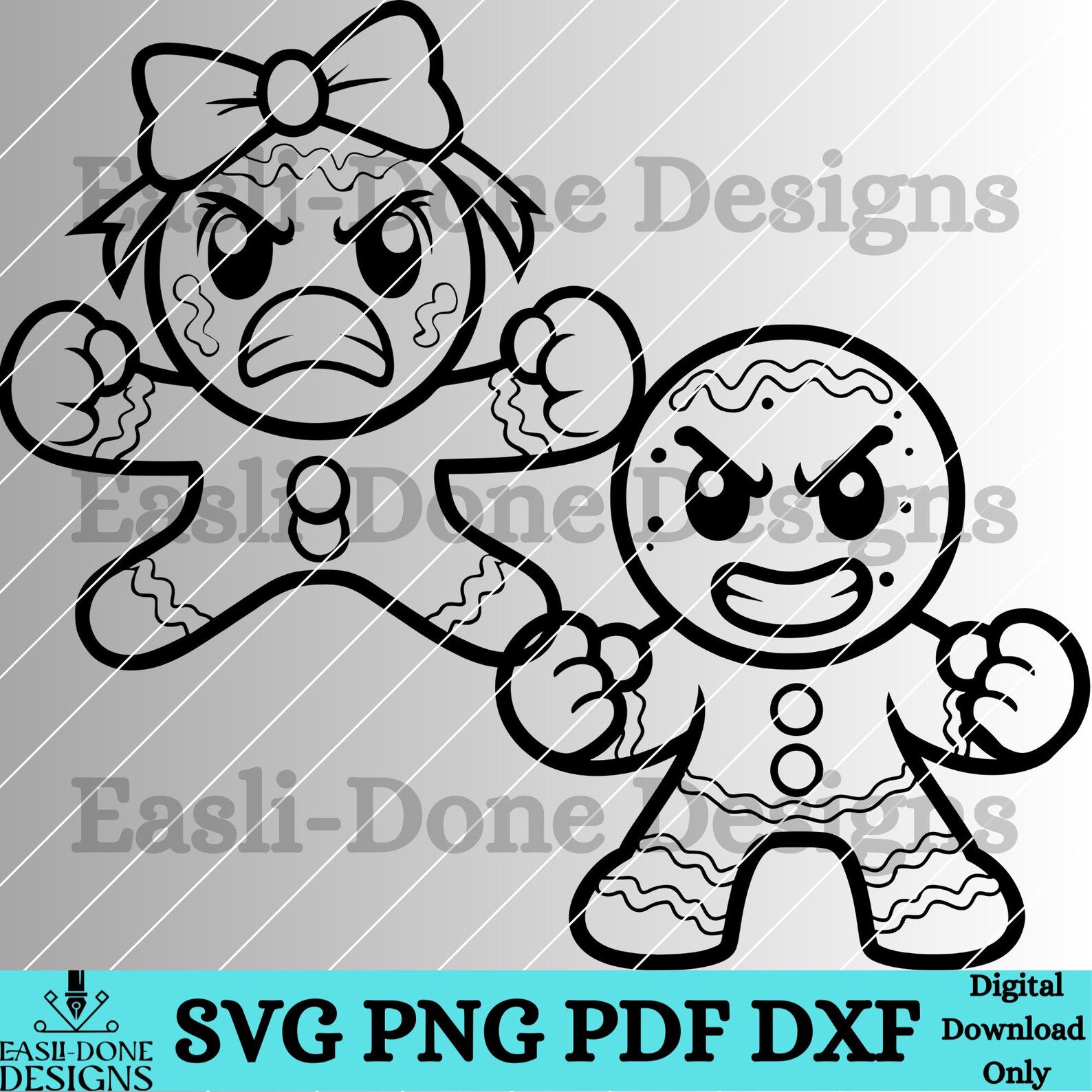 Gingerbread Man Outline SVG Bundle: Funny Christmas Clipart (digital ...