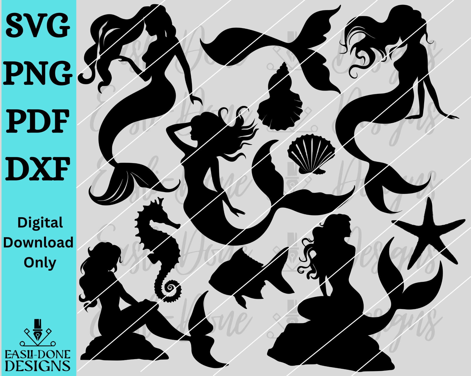 Mermaid Svg Bundle Mermaid Tail Png Cut Files For Cricut And