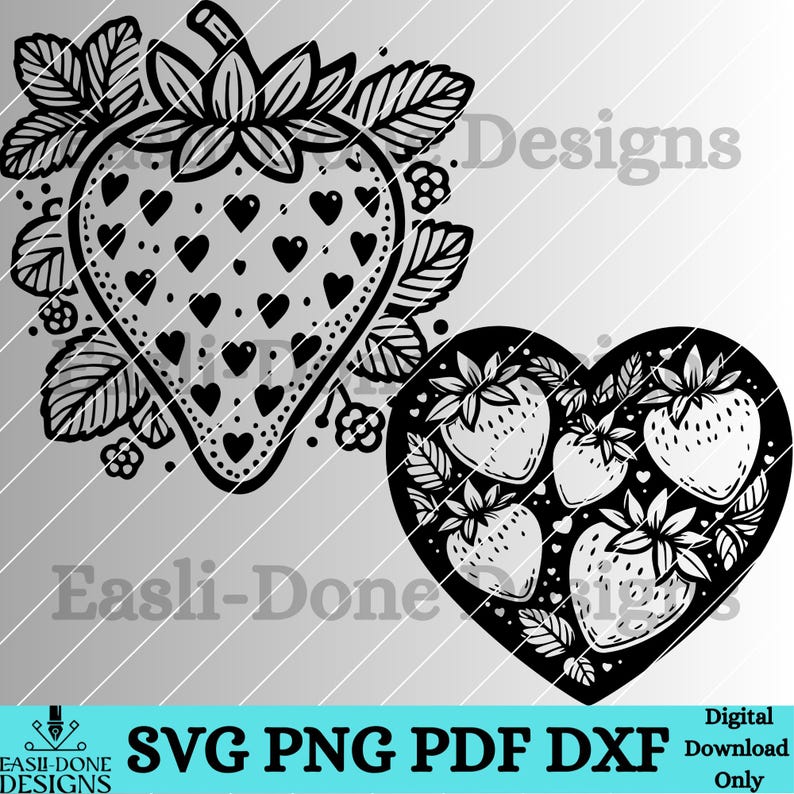 Strawberry SVG PNG Pdf and Dxf Files Instant Download, Cute Kawaii ...