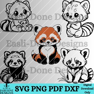Red Panda Bear Outline Bundle 15 Svg Png Pdf and Dxf Files Instant ...