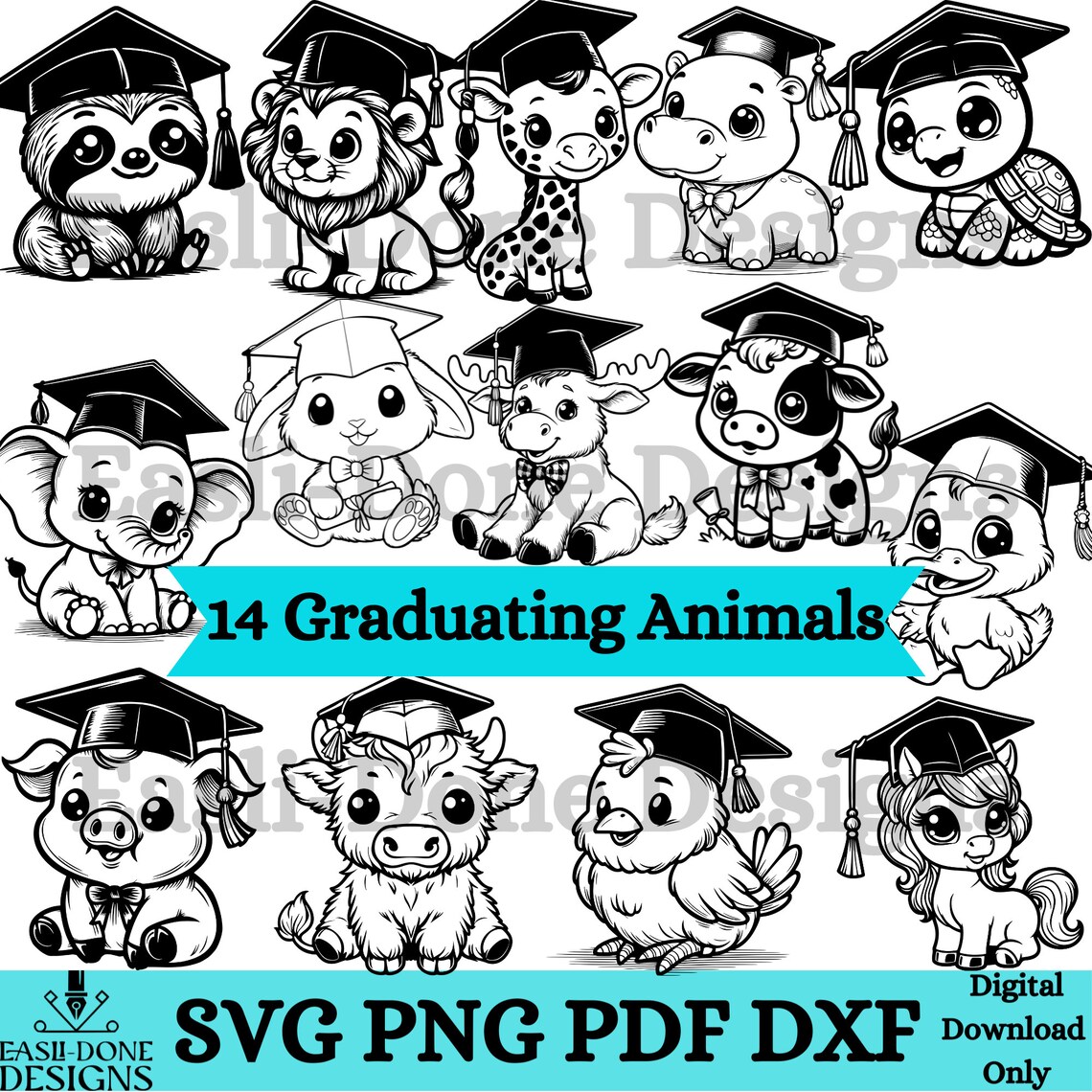 Graduation SVG PNG Files, Wildlife SVG Graduation Cap Svg Farm Animal ...