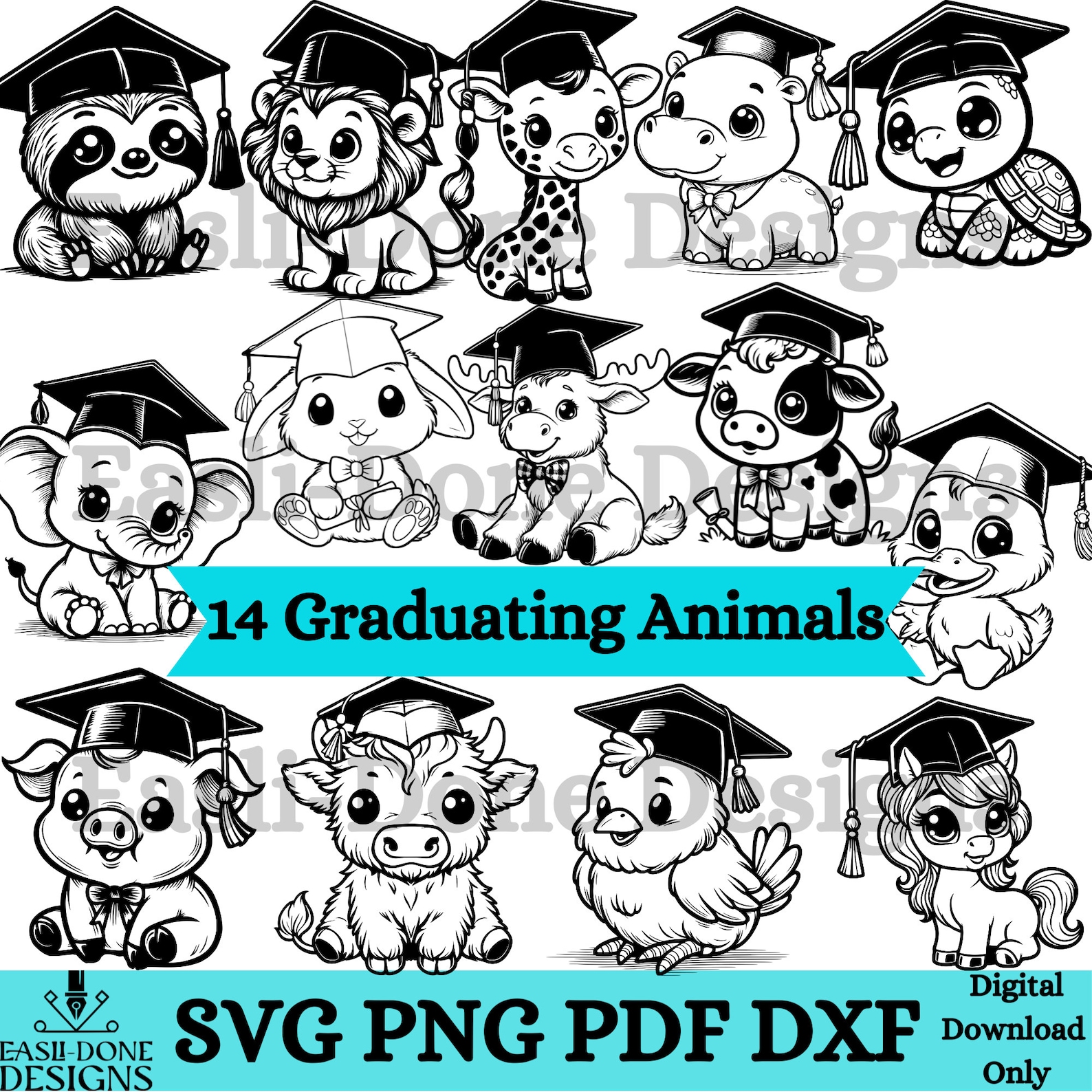 Graduation SVG PNG Files, Wildlife SVG Graduation Cap Svg Farm Animal ...