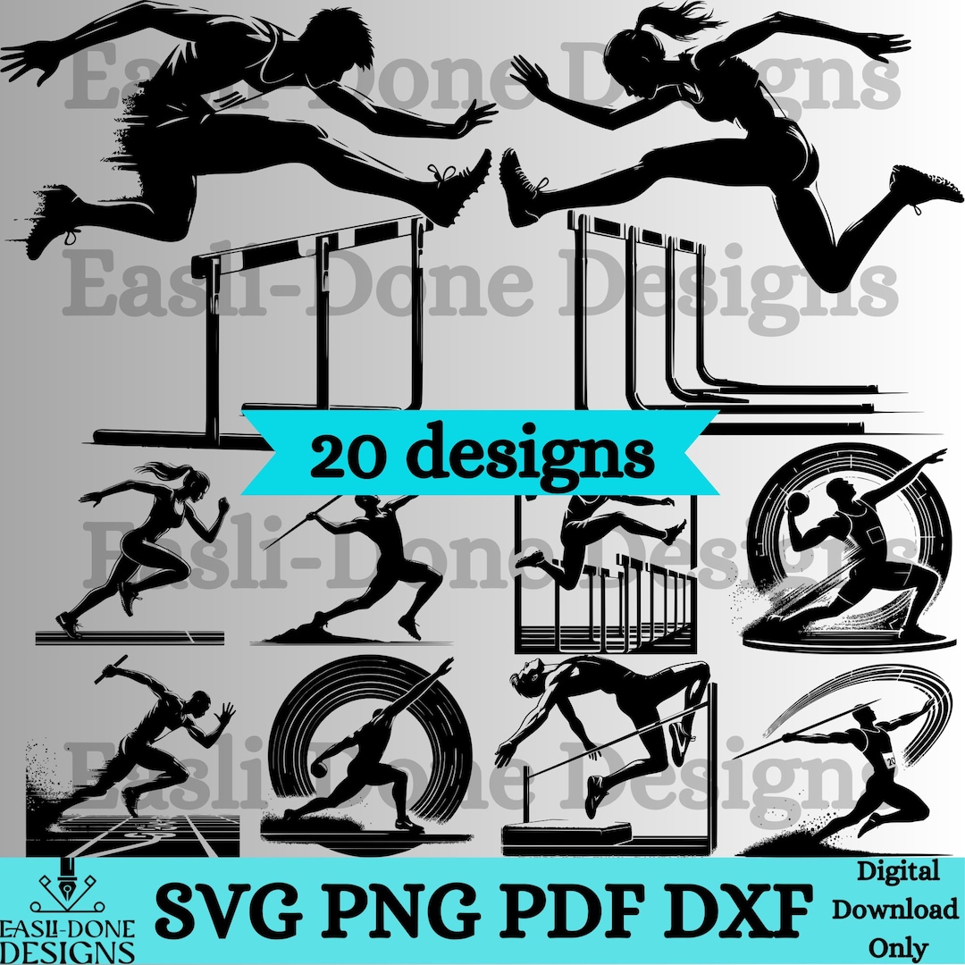 Track and Field SVG Bundle, Olympic Sports Silhouette Clipart Bundle ...
