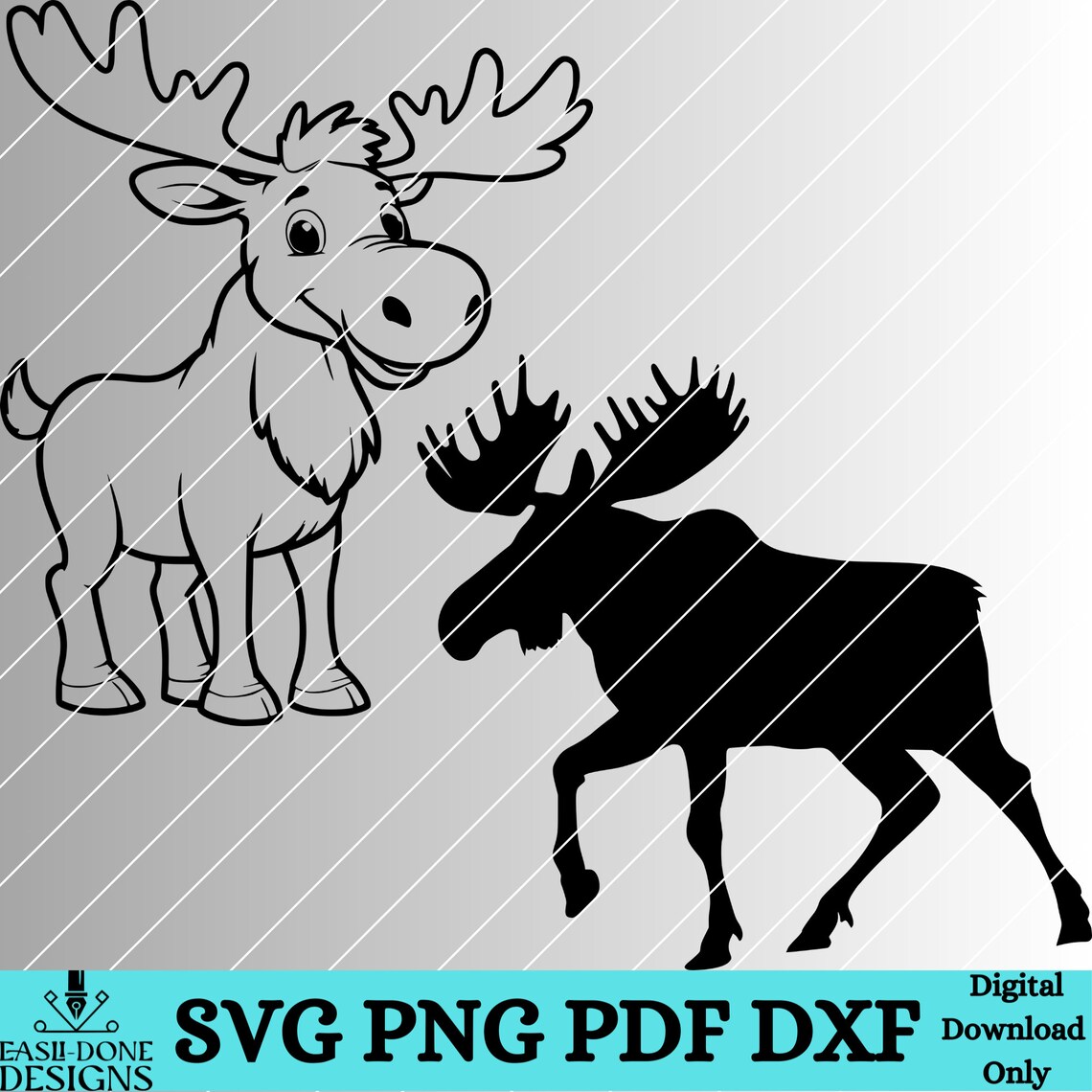 Cute Moose SVG Bundle 8 Svg Png Pdf Dxf Files Instant Download, Kawaii ...
