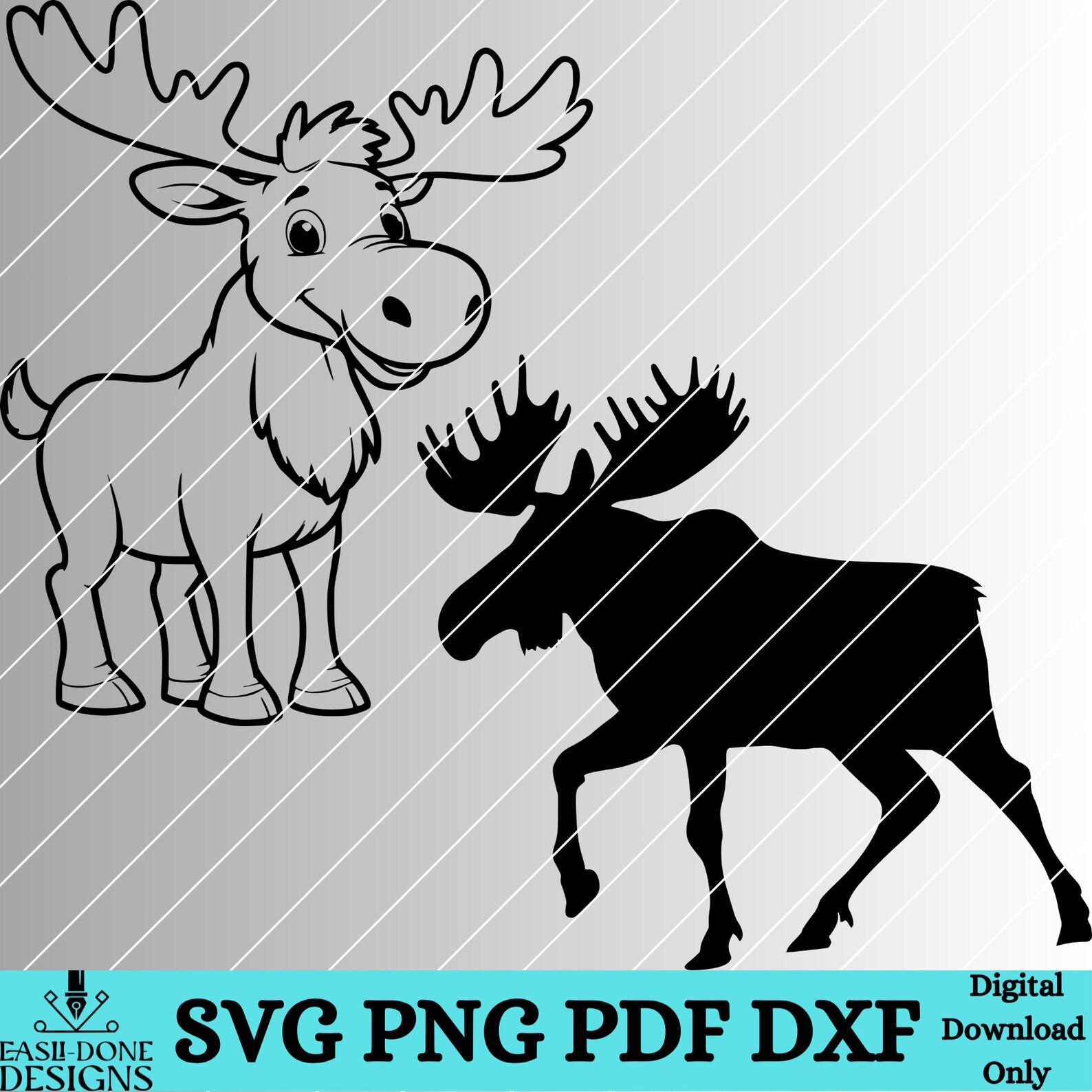 Cute Moose SVG Bundle 8 Svg Png Pdf Dxf Files Instant Download, Kawaii ...