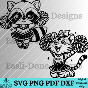 Cheerleader Animal Outline Bundle Svg Png Pdf and Dxf Files Instant ...