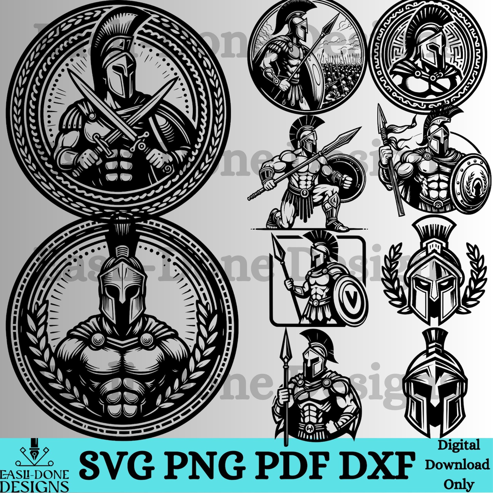 Spartan Warrior SVG Bundle: Helmet Clipart, Laser Cut Files (digital ...