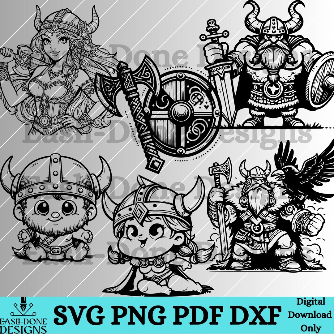 Viking Outline Bundle SVG PNG Pdf and Dxf Files Instant Download Baby ...