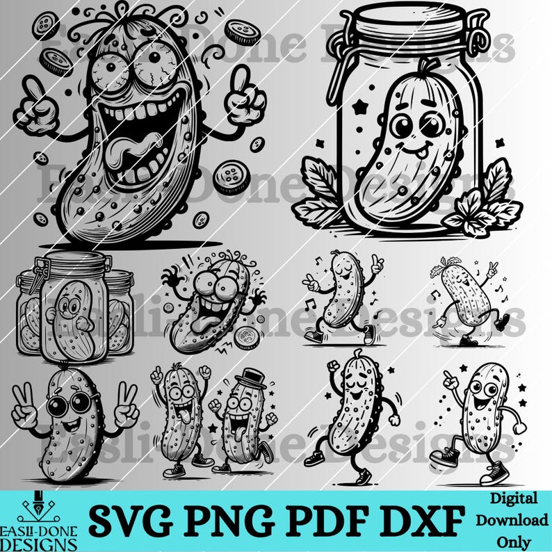 Funny Pickle SVG Bundle: Printable Clipart, Laser Engraving (digital ...