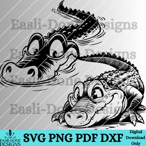 Alligator Outline Bundle SVG PNG Pdf and Dxf Files Instant Download ...