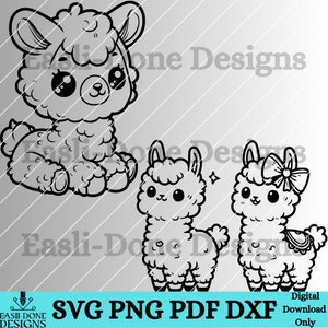 Llama Outline Silhouette Bundle 8 Svg Png Pdf and Dxf Files Instant ...