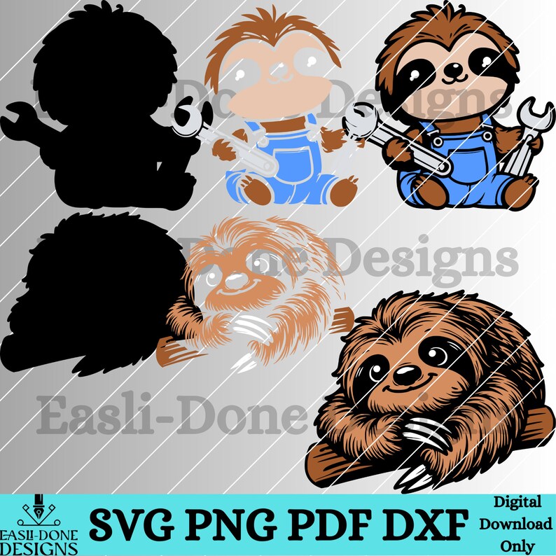 Sloth Layered Bundle 6 SVG PNG Pdf and Dxf Files Instant Download, Cute ...