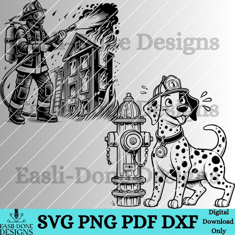 Firetruck SVG Bundle: Fire Fighter, Dalmatian, & More (digital Download ...