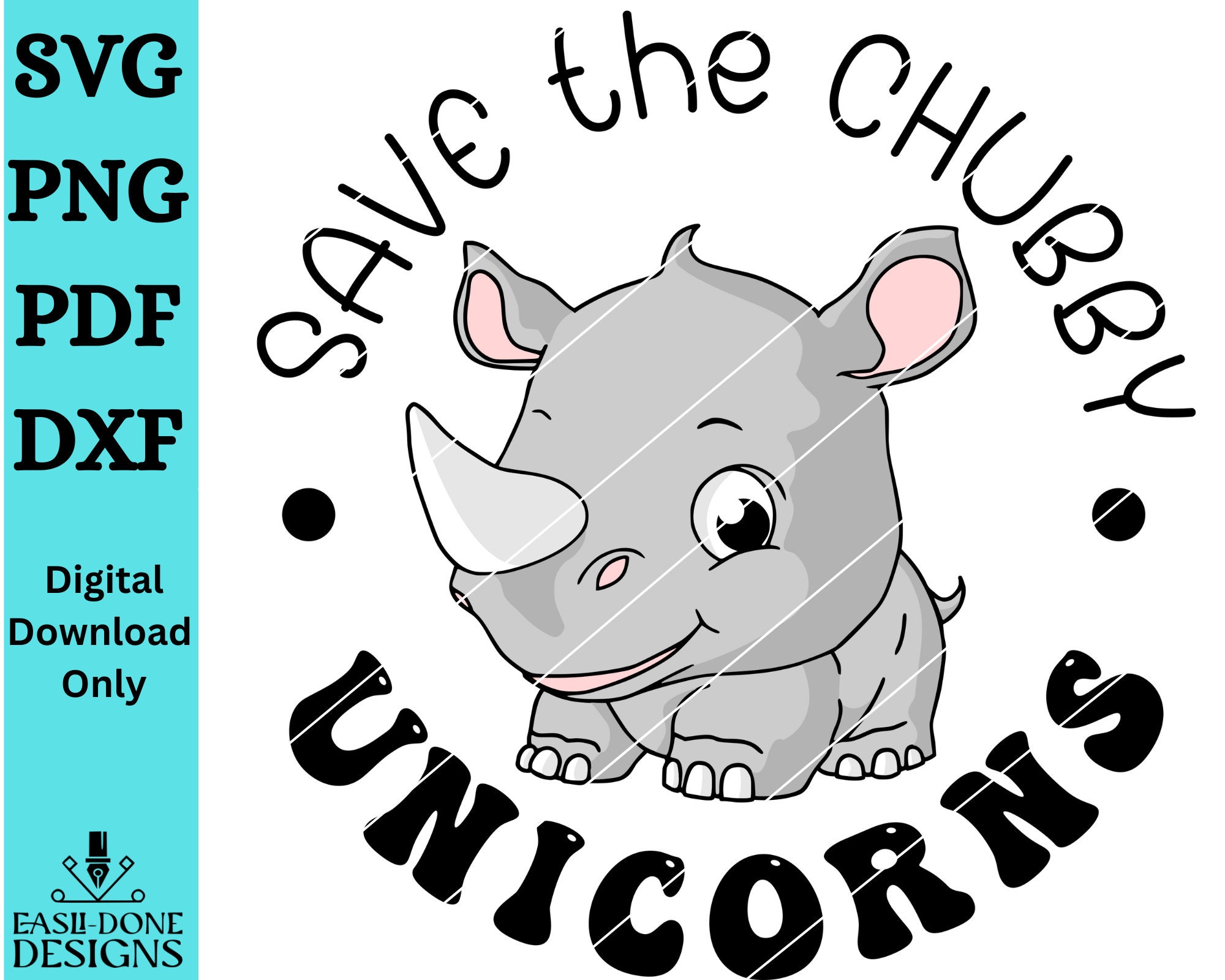 Cute Baby Rhino SVG, Rhinoceros Svg, Chubby Unicorn Svg Png, Digital ...