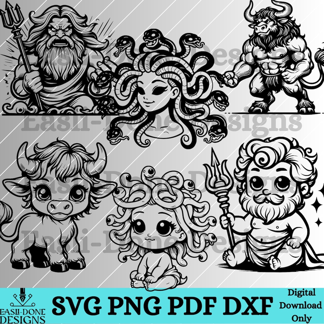 Greek Mythology Outline Bundle SVG PNG Pdf and Dxf File Instant ...
