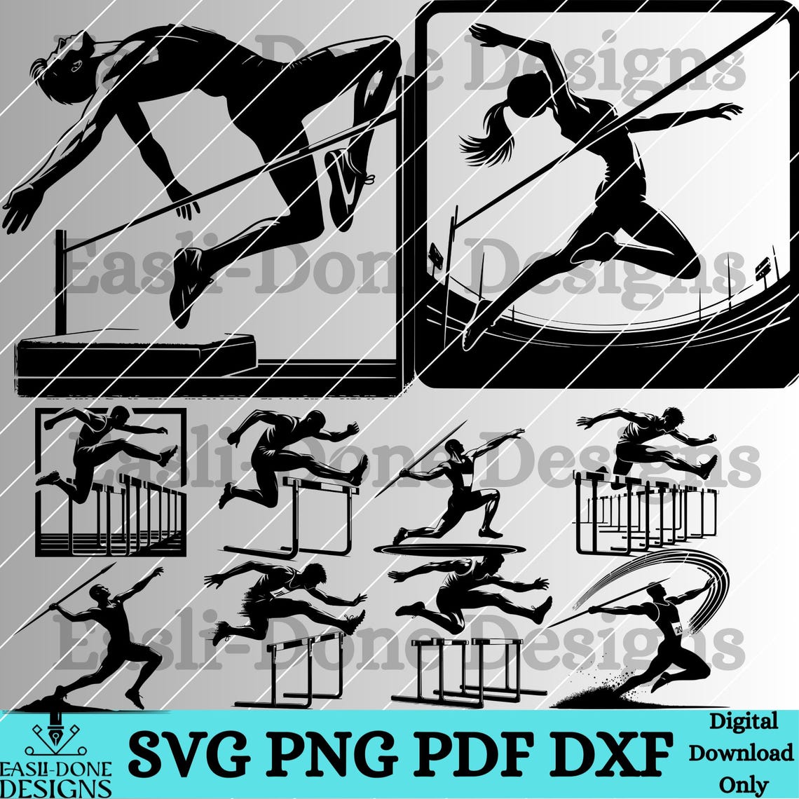 Track and Field SVG Bundle, Olympic Sports Silhouette Clipart Bundle ...