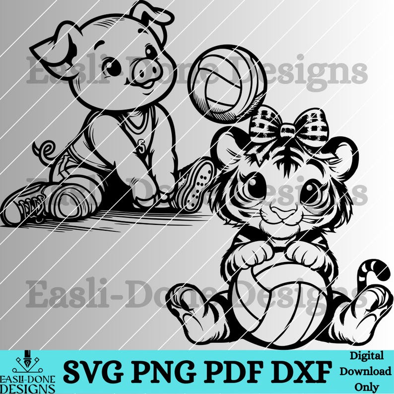 Animal Volleyball Outline SVG Bundle: Laser Cut Files (digital Download ...
