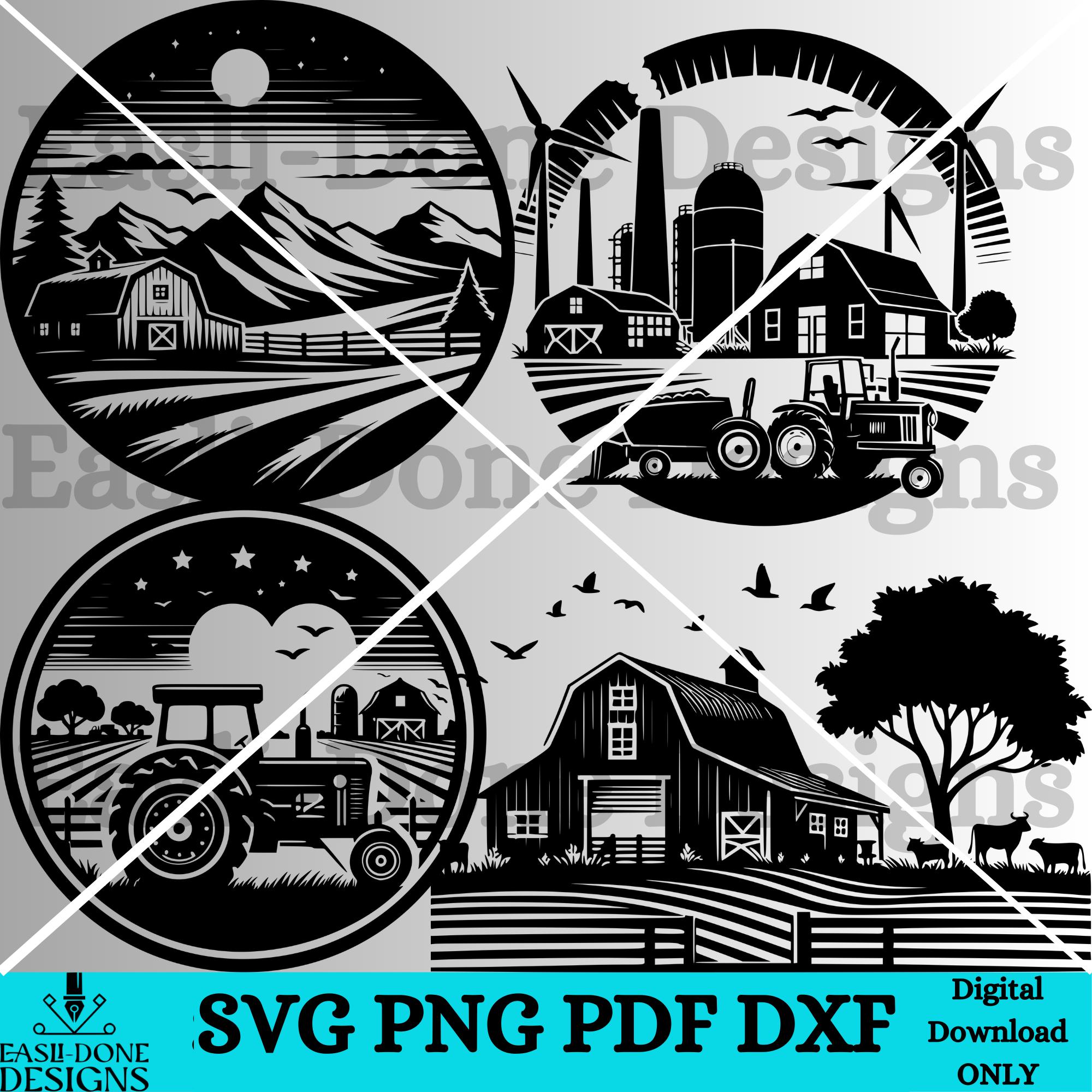 Farm Silhouette Clipart Bundle: Barnyard SVG, Ranch Laser Cut Files ...