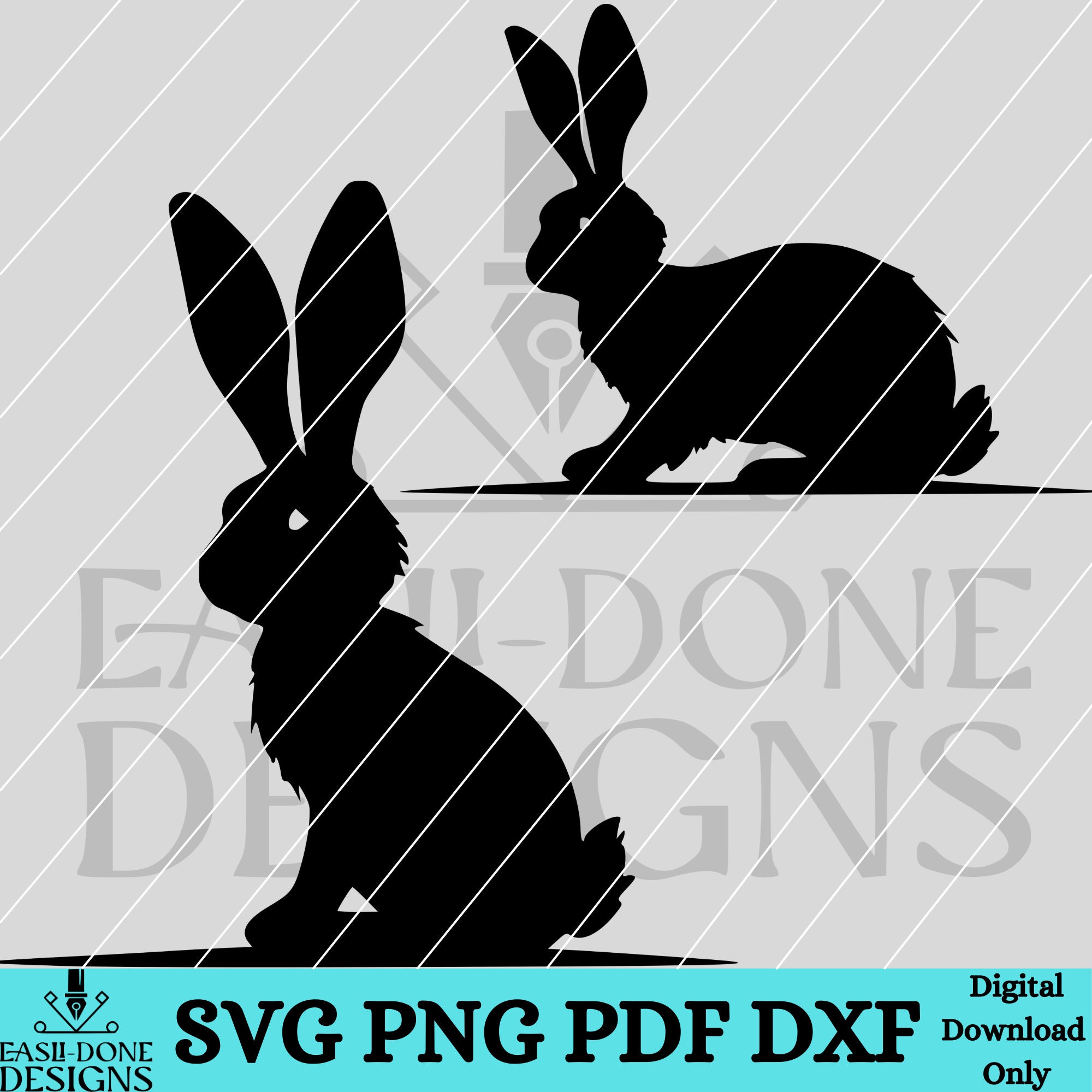Easter Bunny Silhouette SVG Cut File and PNG Sublimation Dxf Laser File ...