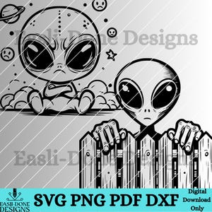 Alien Outline SVG Set Unique Alien Outline Bundle Design SVG PNG Pdf ...