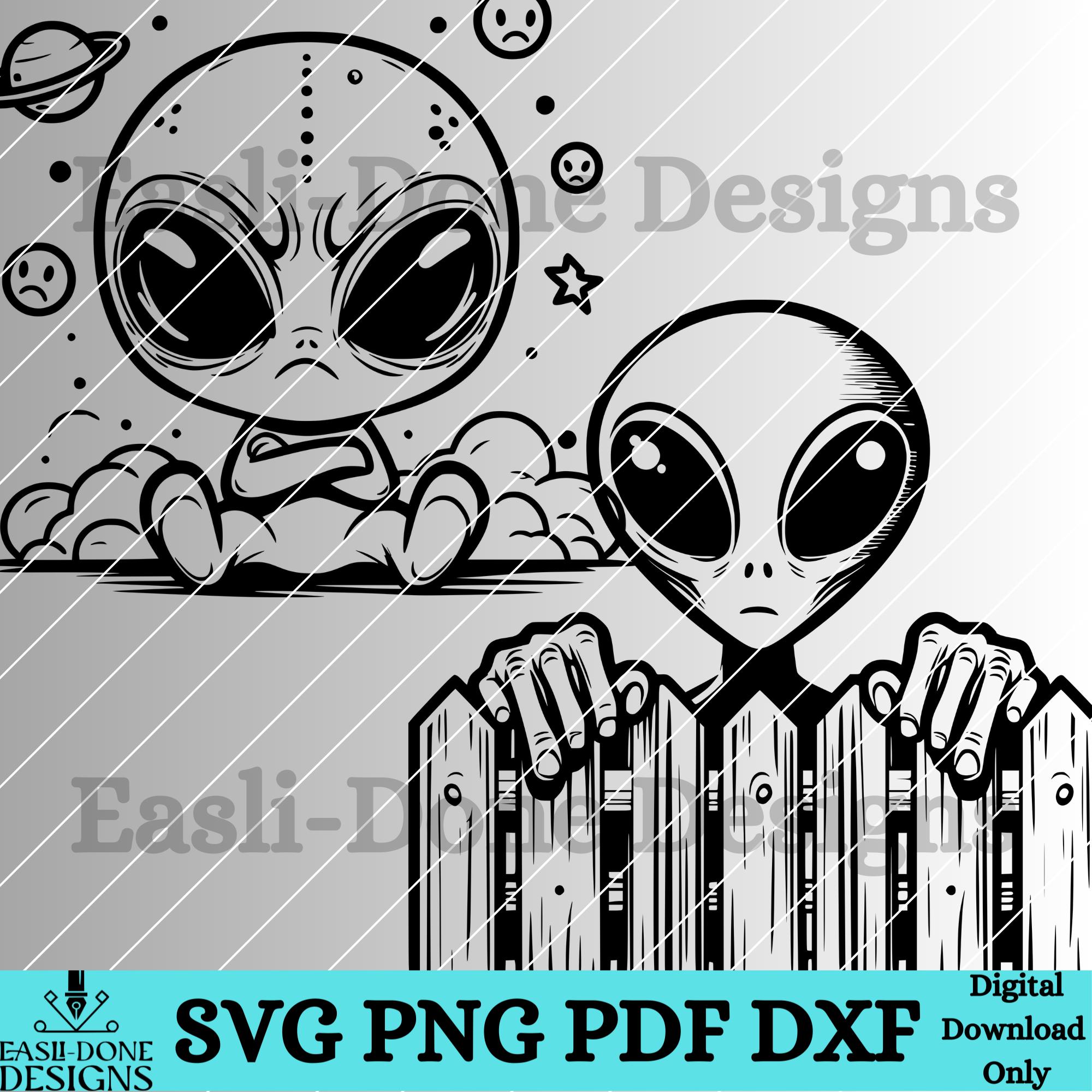 Alien SVG Bundle: Peeking Alien Outline Design (digital Download) - Etsy