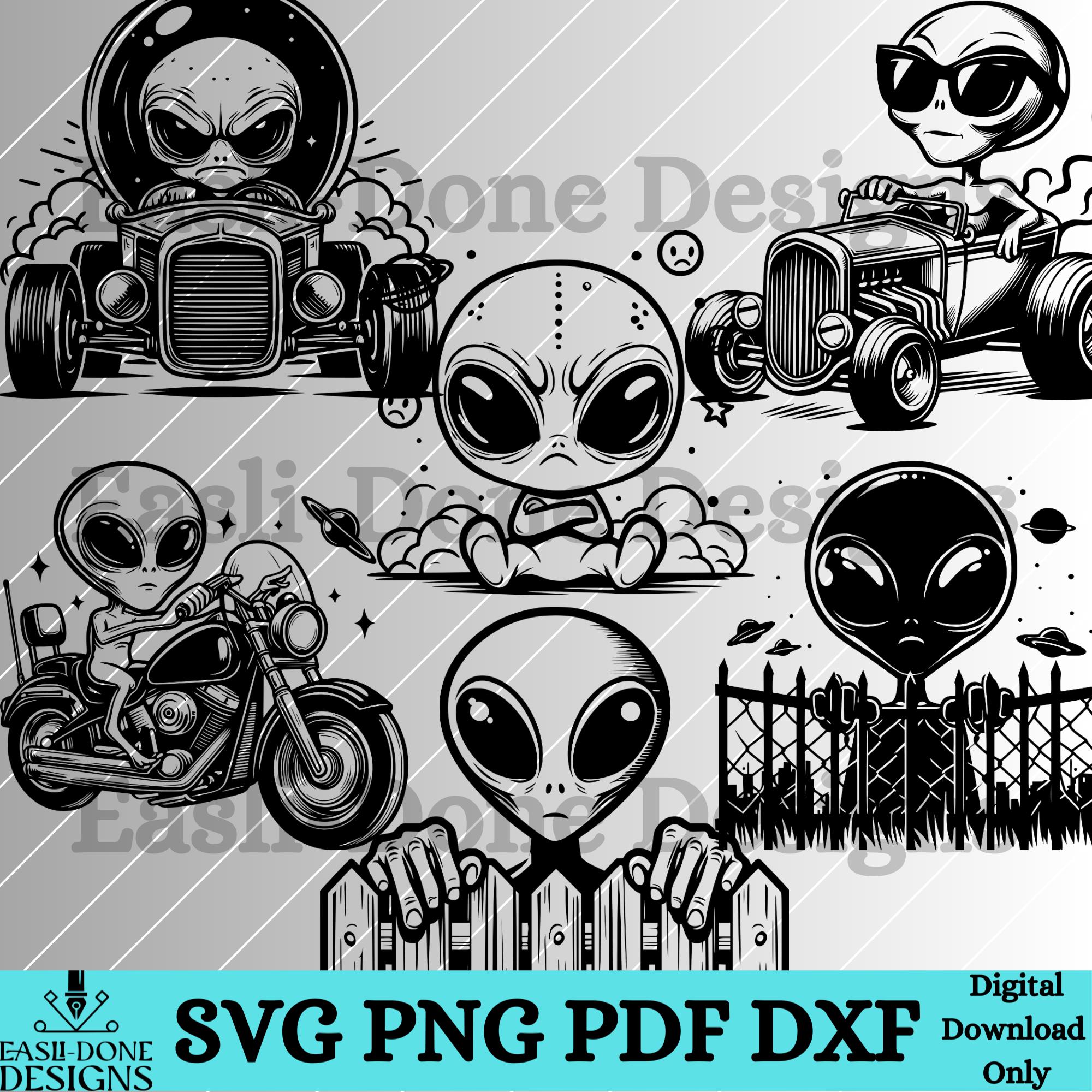 Alien SVG Bundle: Peeking Alien Outline Design (digital Download) - Etsy