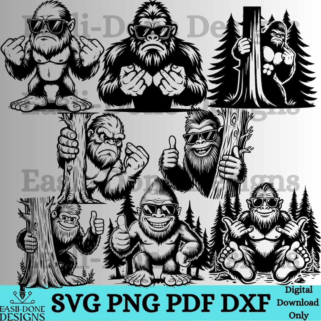 Funny Bigfoot SVG Bundle: Sarcastic Clipart, Laser Cut File (digital ...
