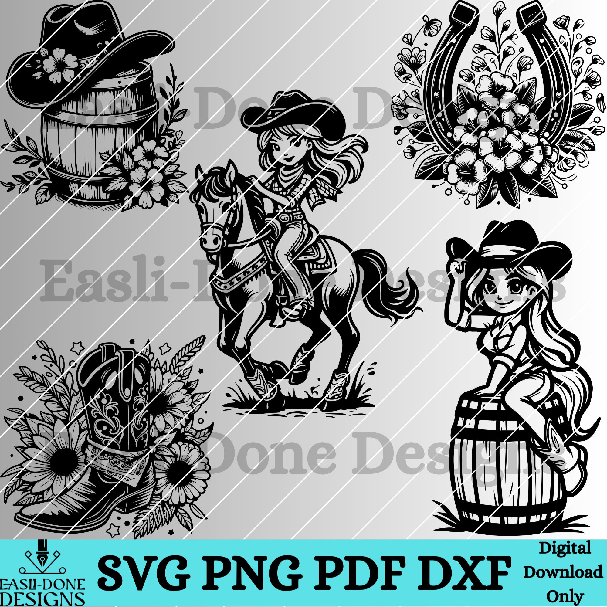 Barrel Racing SVG Outline Bundle 10 Svg Png Pdf and Dxf Files Instant ...
