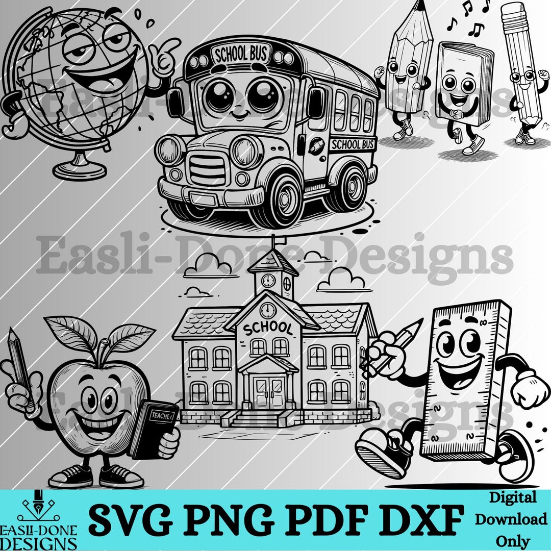 School Teacher Outline Bundle SVG PNG Pdf Dxf Files Laser Engraving ...