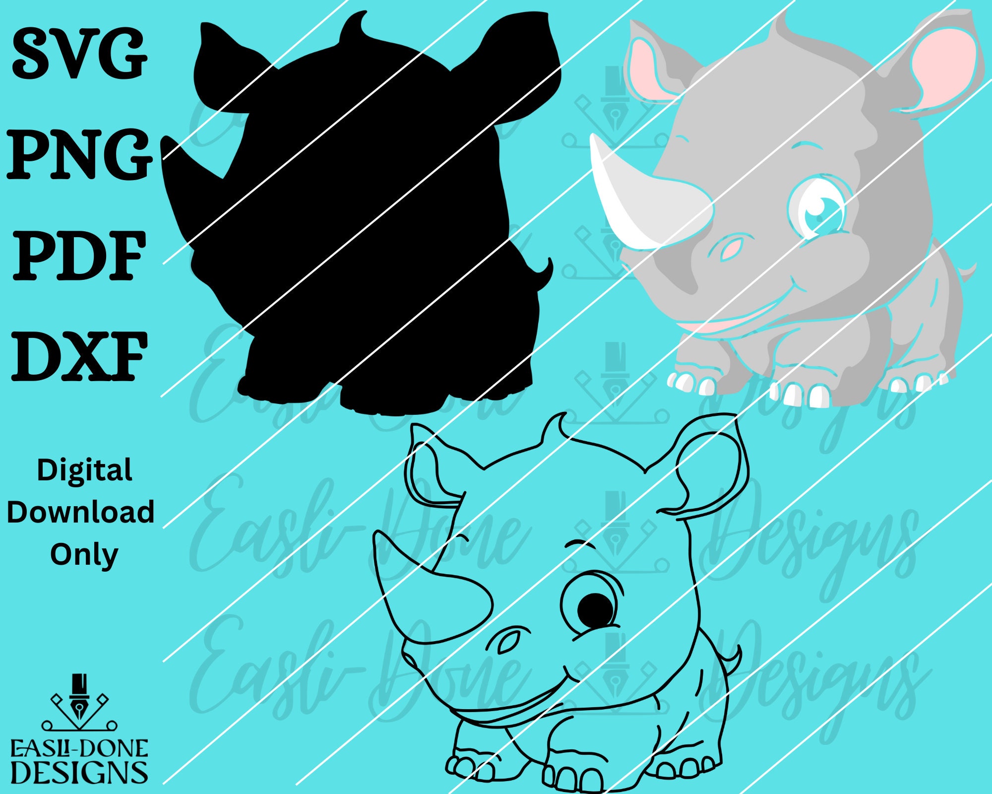 Cute Baby Rhino SVG, Rhinoceros Svg, Chubby Unicorn Svg Png, Digital ...