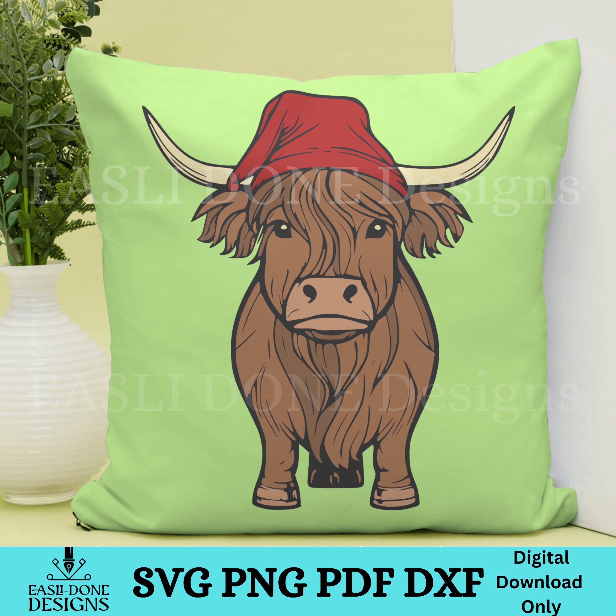 Christmas Highland Cow Layered SVG Cut File Cow PNG - Etsy