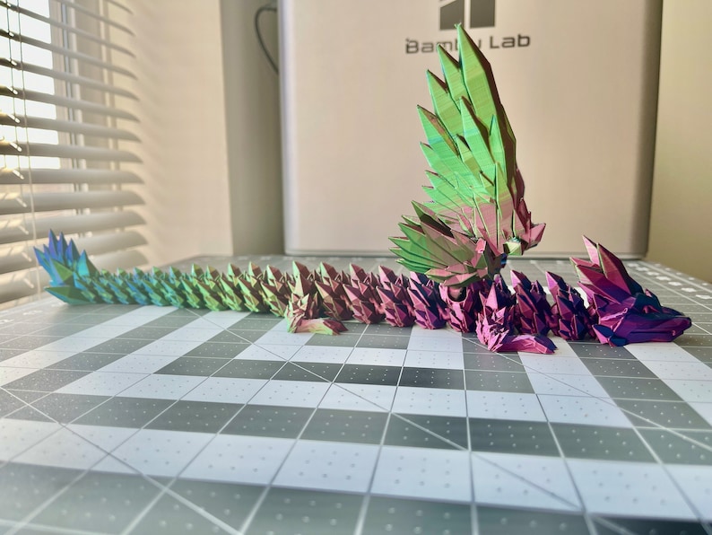GIANT 3D Printed Crystal Dragon With Wings Articulated Fidget - Etsy