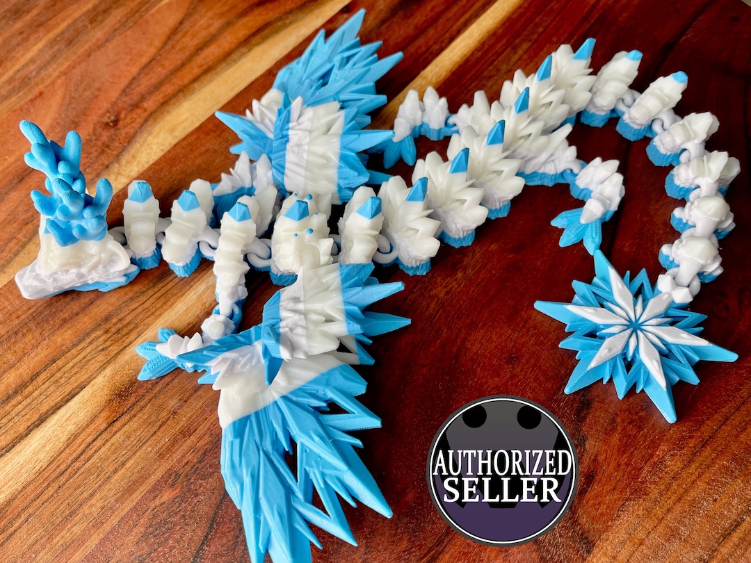 Frosty Blue Snowflake Dragon - 3D Printed, Fully Articulating, With ...