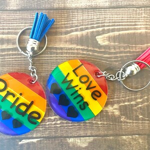 Pride Key Chains/ Love Wins/ LGBTQ Keychains/ LGBTQ Pride/ Acrylic Keychains/ Rainbow Keychain ...