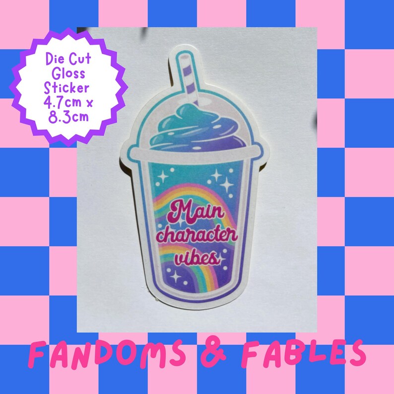 Main Character Vibes Frappe Iced Coffee Cup Die Cut Glossy Sticker ...