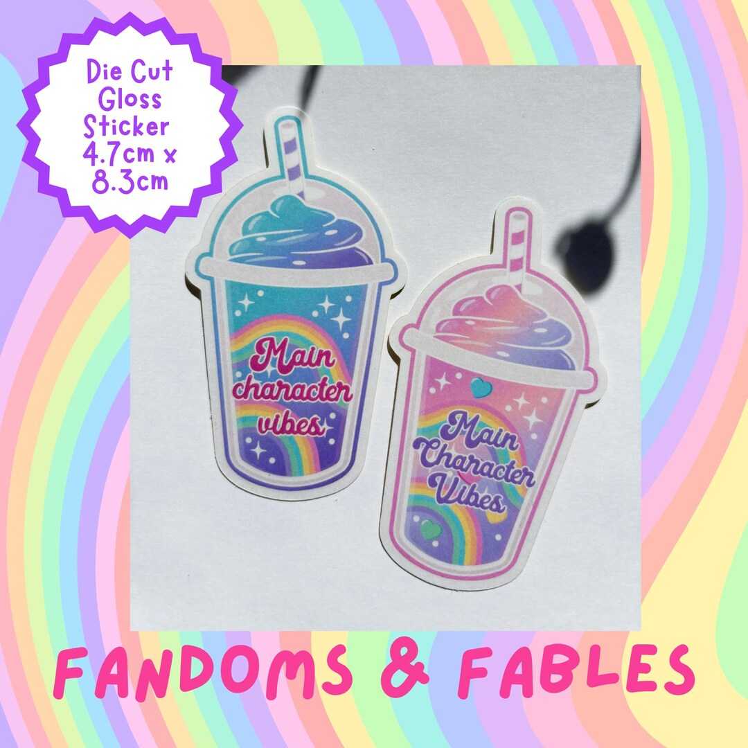 Main Character Vibes Frappe Iced Coffee Cup Die Cut Glossy Sticker ...