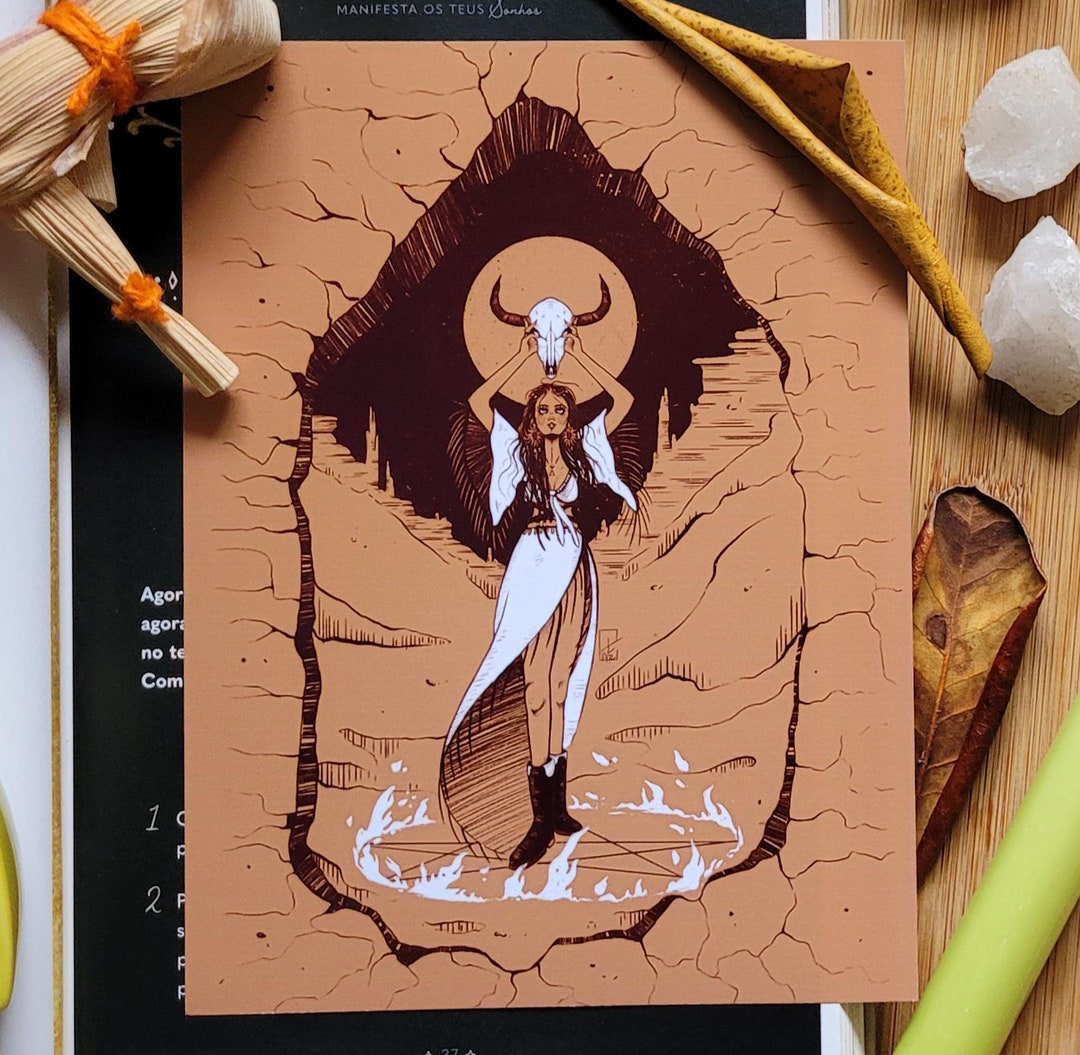 Witch Desert Fire Witch Western Wall Art Print A5 - Etsy