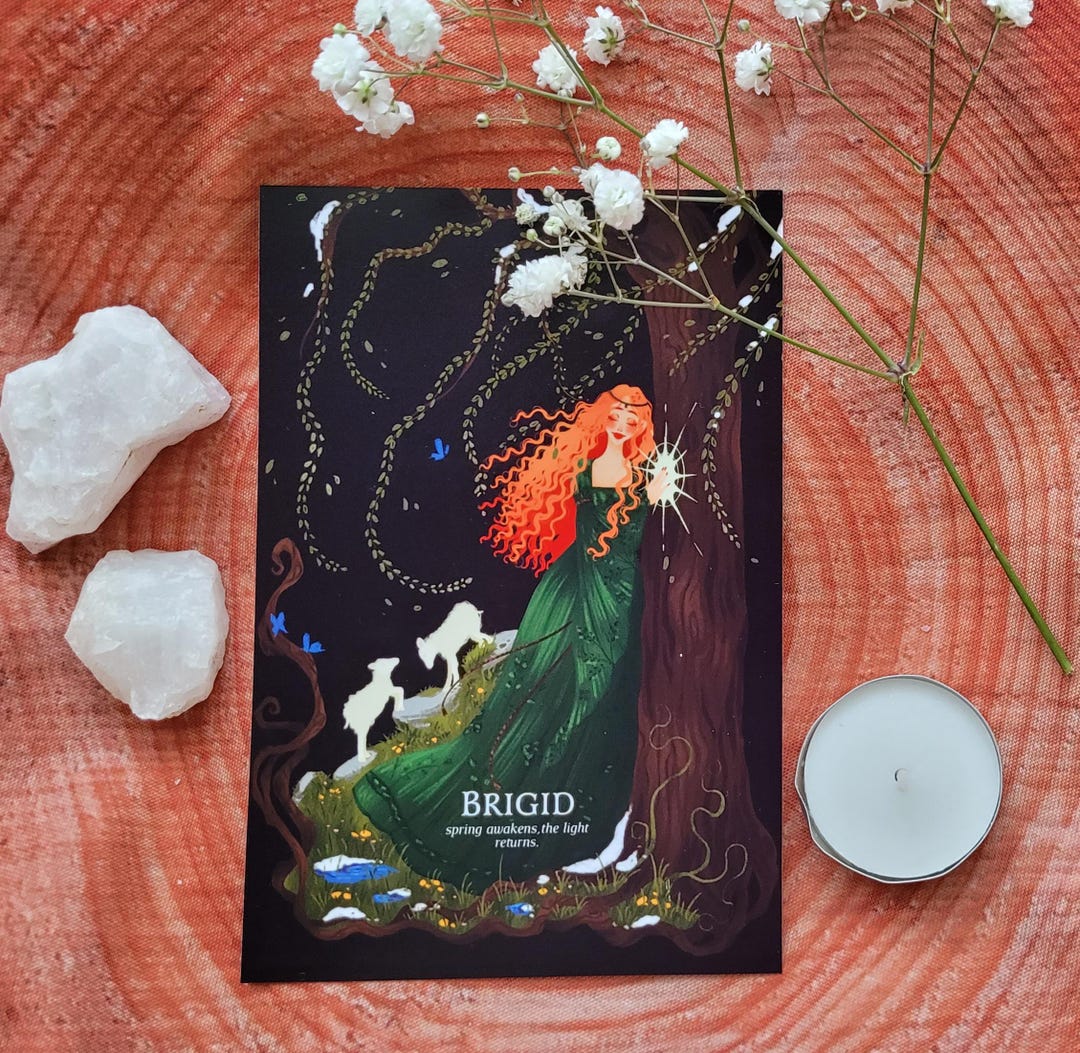 Brigid Goddess Print – Imbolc Pagan Art, Celtic Mythology, Wiccan Altar ...