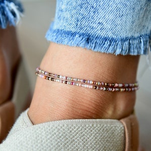 SAHARA Delicate Warm Desert Shades Double Wrap Boho Anklet Ankle Bracelet Anklets for Women ...