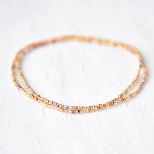 STARDUST - Gold Luster Beaded Anklet - Double Wrap Anklet - Stretchy Anklet - Anklets for Women ...