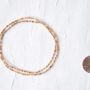 STARDUST - Gold Luster Beaded Anklet - Double Wrap Anklet - Stretchy Anklet - Anklets for Women ...