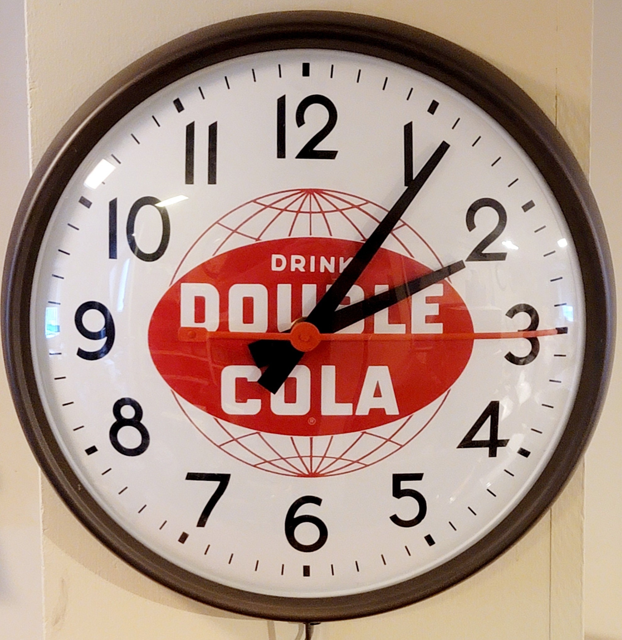 1950s Double Cola Vintage Advertising Electric Wall Clock With Ingraham ...