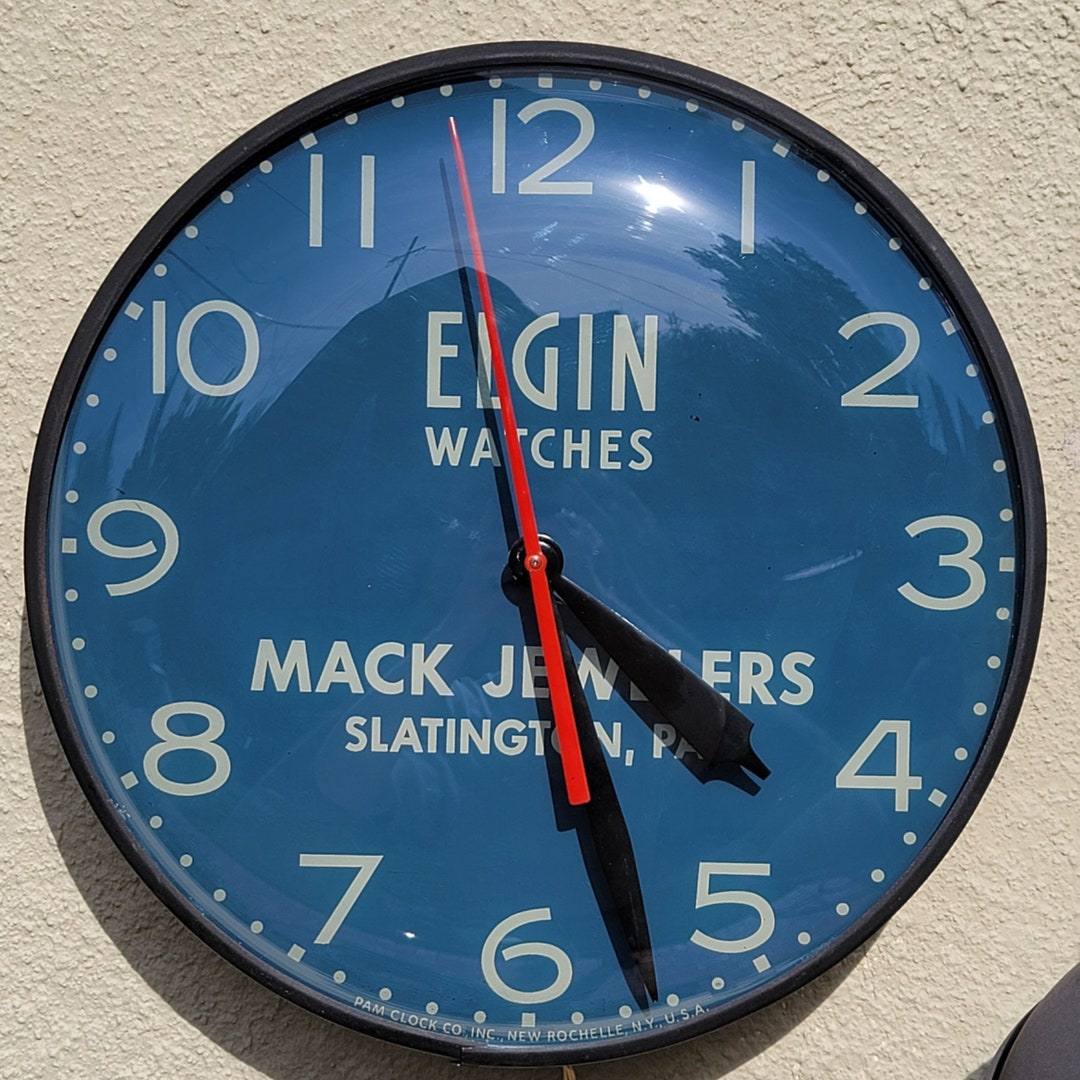 1950s Elgin Watches Mack Jewelers Pam Electric Wall Clock With - Etsy