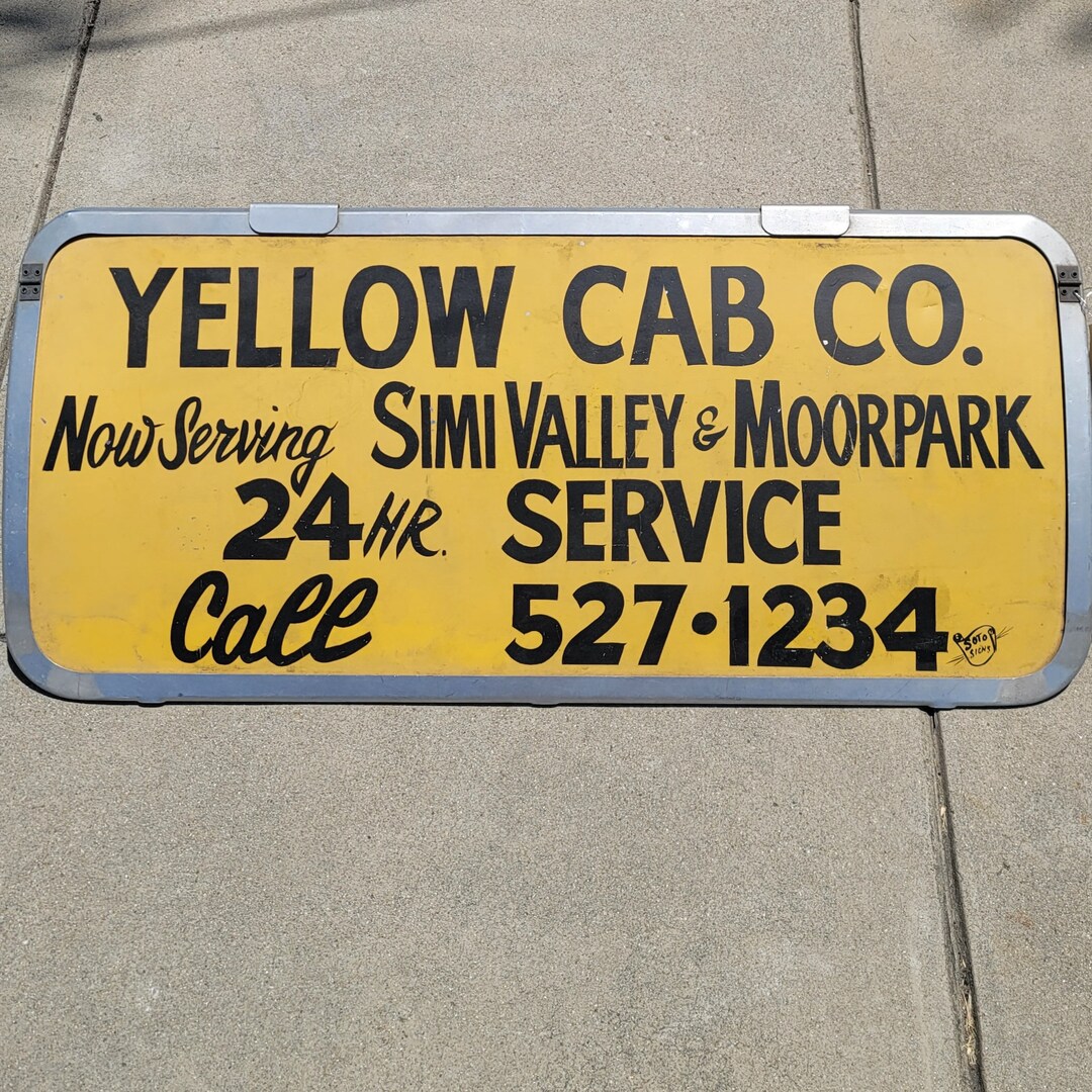 Vintage Hand Painted Los Angeles Yellow Cab Trunk Taxi Sign - Etsy