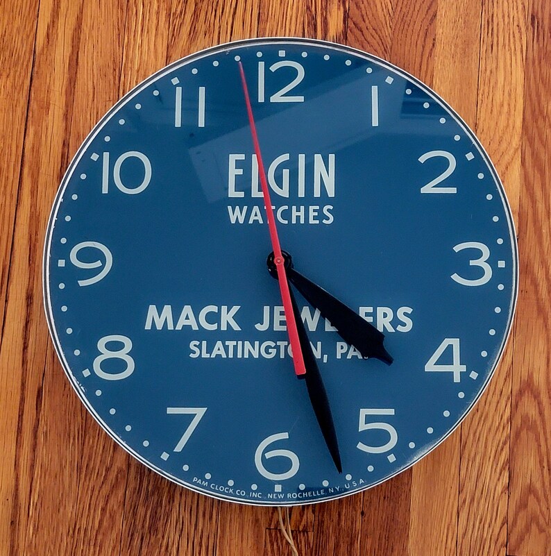 1950s Elgin Watches Mack Jewelers Pam Electric Wall Clock With - Etsy