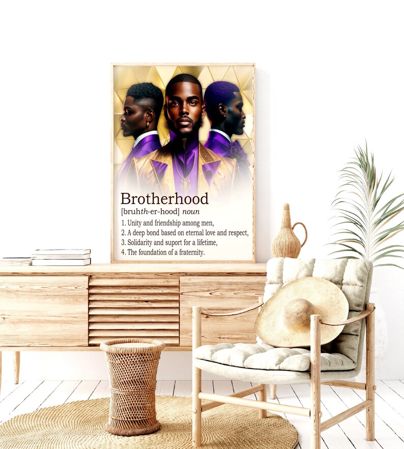 Omega Psi Phi, Brotherhood Wall Art, Fraternity Gifts, Purple and Gold ...