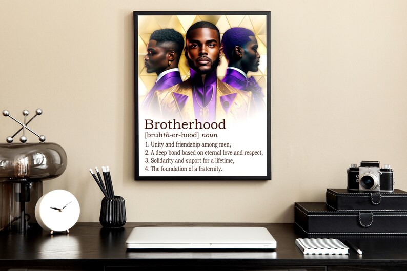 Omega Psi Phi, Brotherhood Wall Art, Fraternity Gifts, Purple and Gold ...