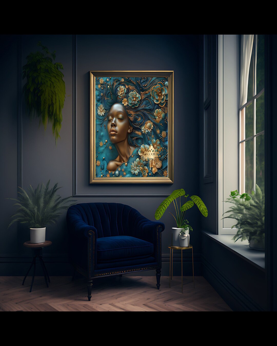 Blossoming in Teal, Digital Download, Printable Wall Art, Greeting Card ...