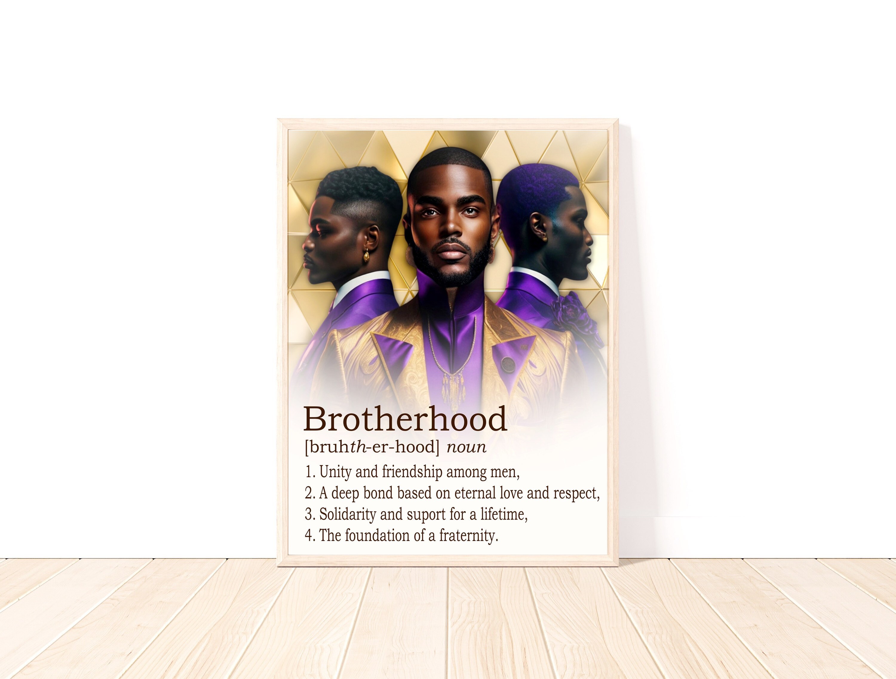 Omega Psi Phi, Brotherhood Wall Art, Fraternity Gifts, Purple and Gold ...