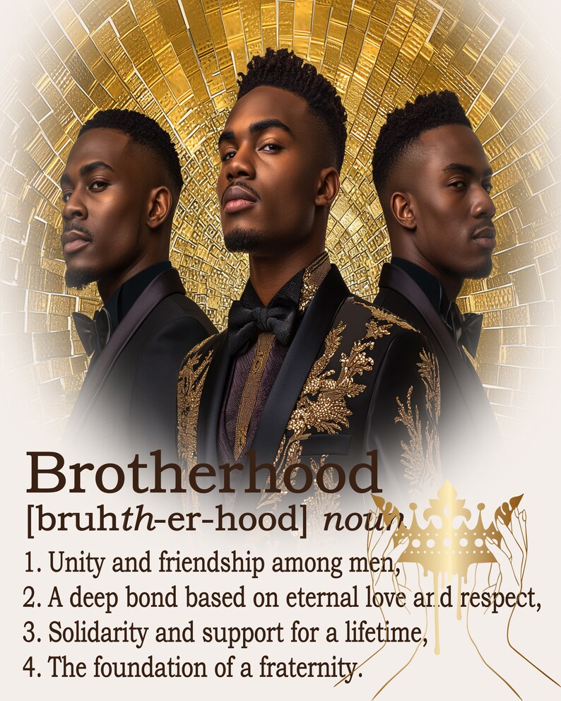 Brotherhood Wall Art, Fraternity Gifts, Black and Gold, HBCU Poster ...